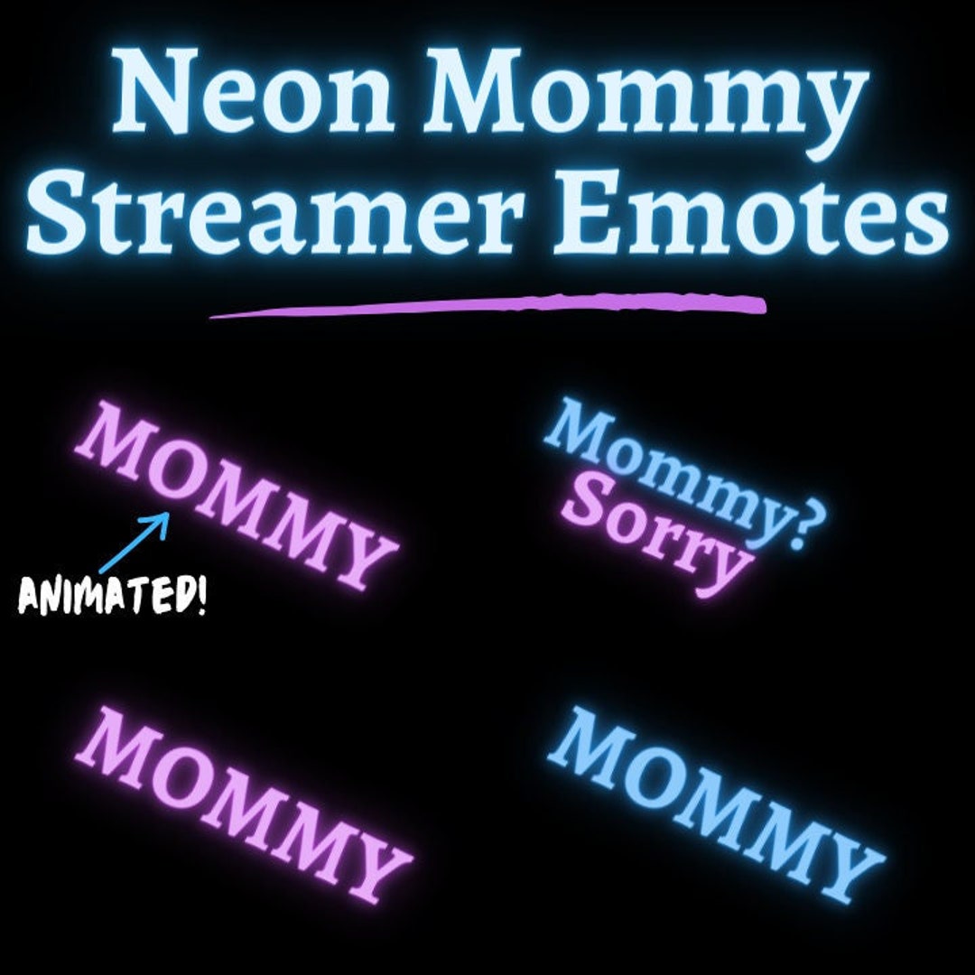 Pink and Blue Neon Mommy Emotes, Includes 4 Appealing Minimalistic ...