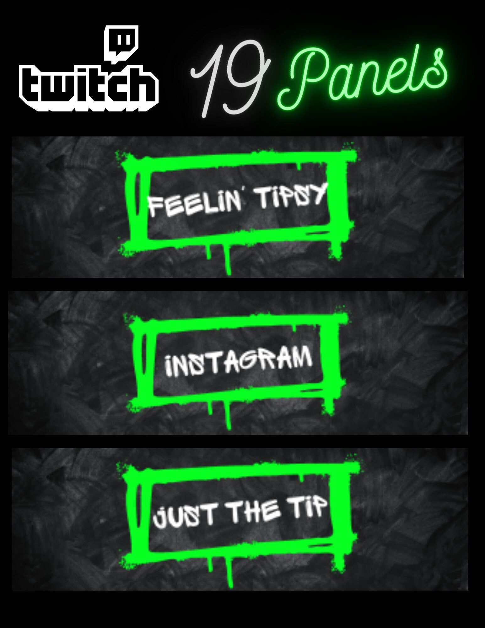 19 Green Graffiti Art Twitch Panels, Tidy Appealing Minimalistic Panels ...