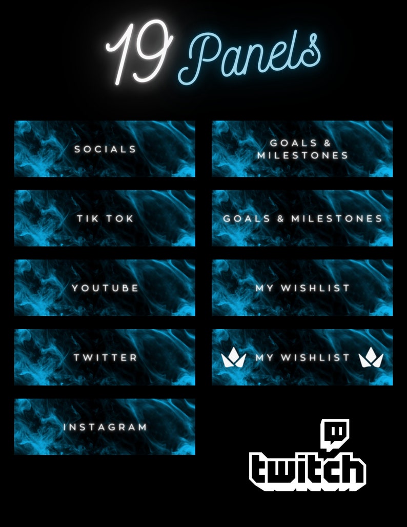 Blue Smoke Twitch Panels: 19 Stream Graphics (digital Download) - Etsy