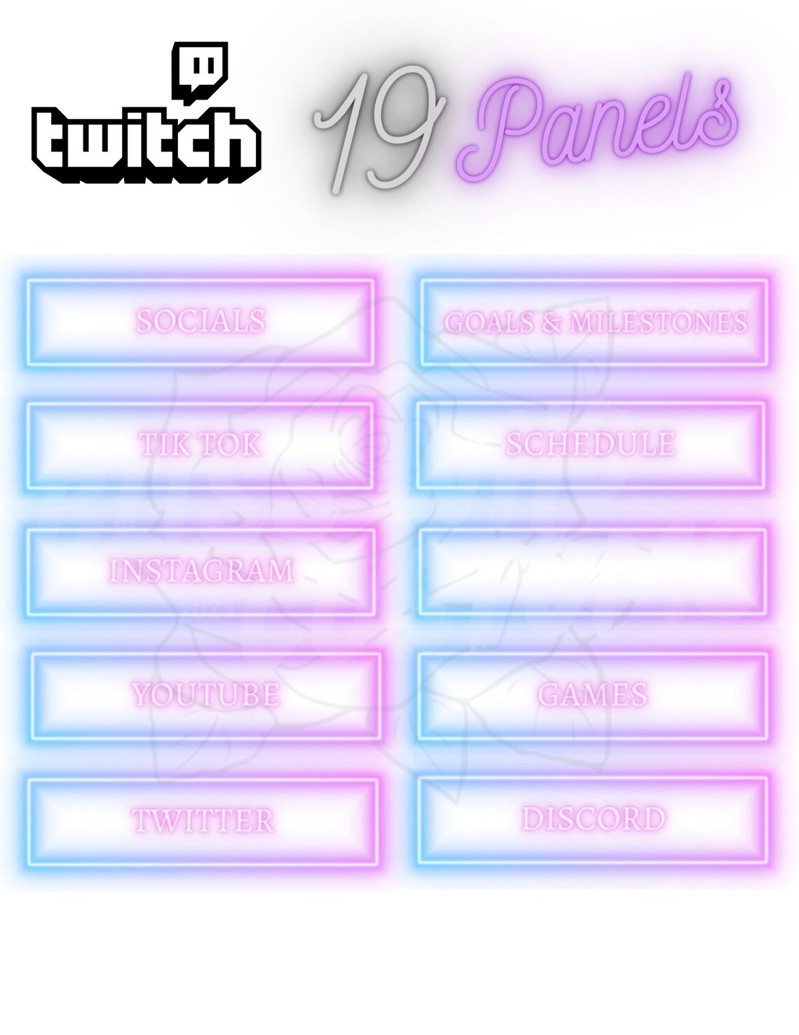 20 Pink and Blue Glowing Neontwitch Panels, Tidy, Appealing, Nostalgic ...