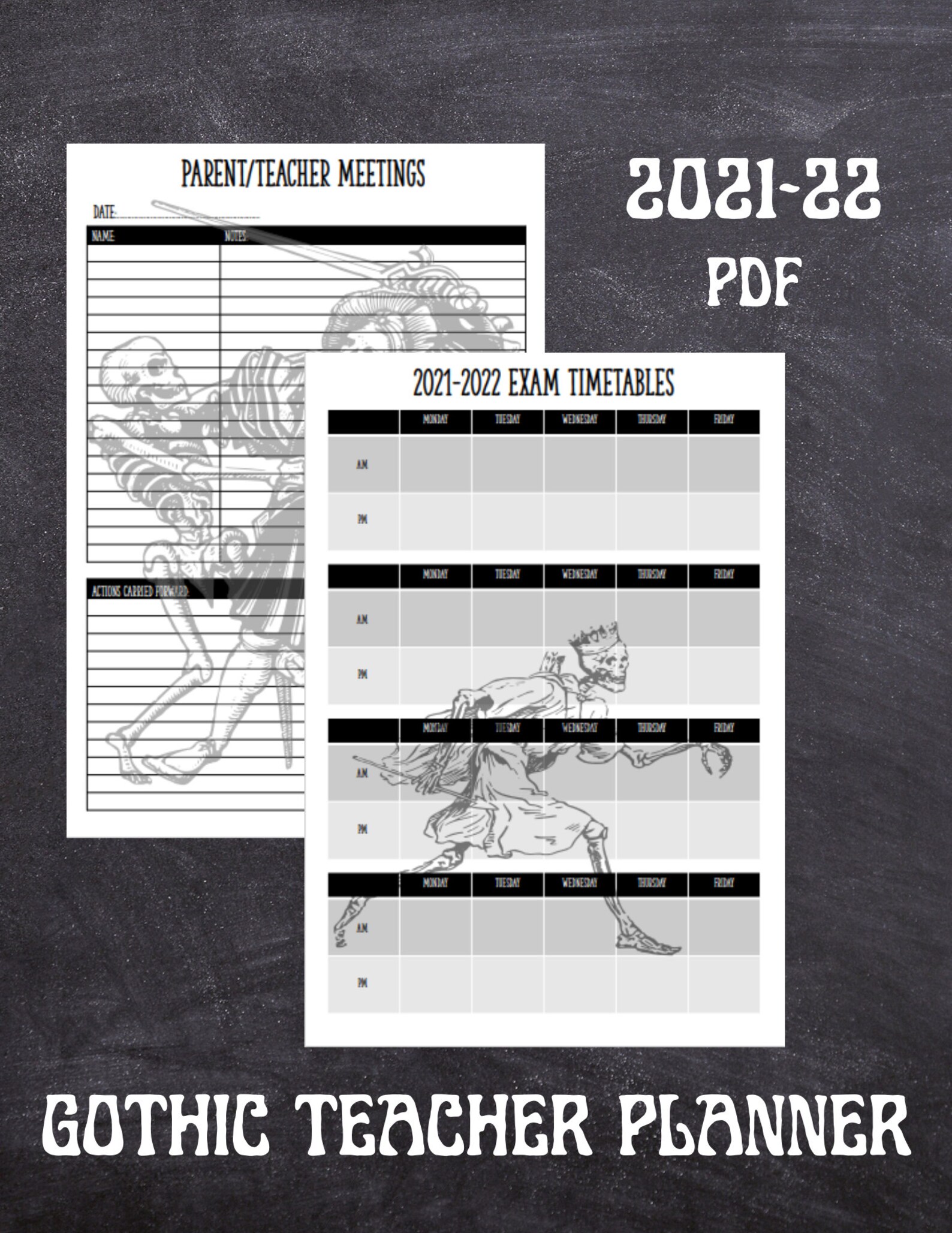 Gothic Teacher Planner Templates 2021-22 Pdf Download - Etsy UK