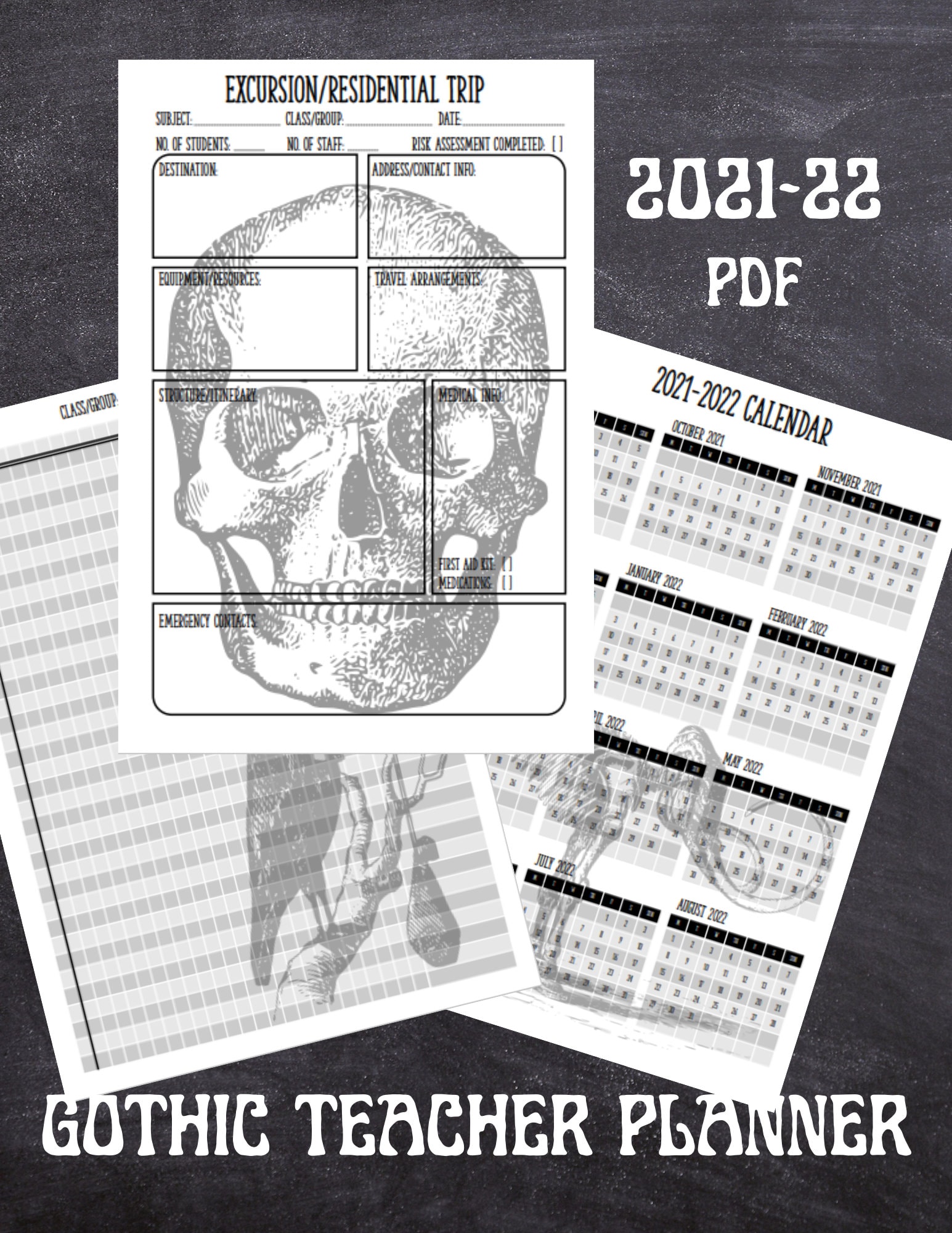 Gothic Teacher Planner Templates 2021-22 Pdf Download - Etsy UK