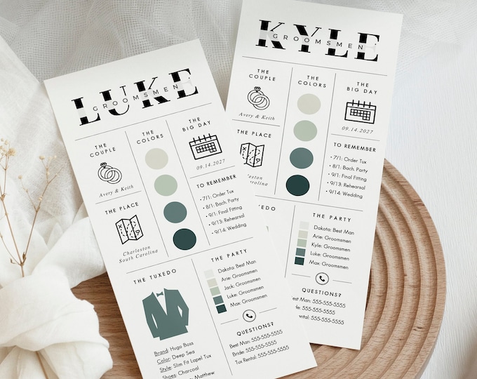 Groomsmen Infographic Card, Instant Download, 100% Editable Text ...