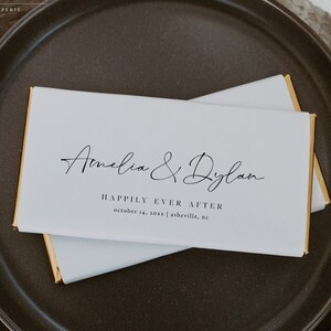 Editable Chocolate Bar Wrapper, Elegant Black and White Gift Favor ...