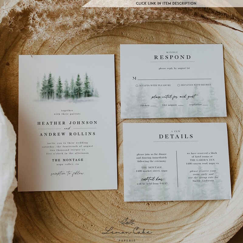 Woodsy Wedding Invitation - Etsy
