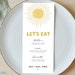 Printable Sunshine Menu Template, Instant Download, Baby Shower Little ...