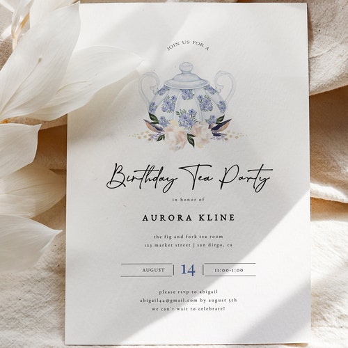 Time for Tea Party Invitation Template DIY Birthday Invite - Etsy