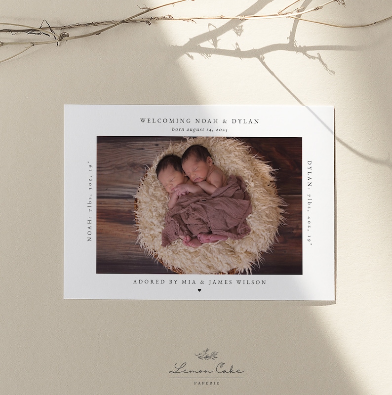 Twins Birth Announcement Card Instant Download Printable - Etsy Twins Birth Announcement Card Instant Download Printable - Etsy