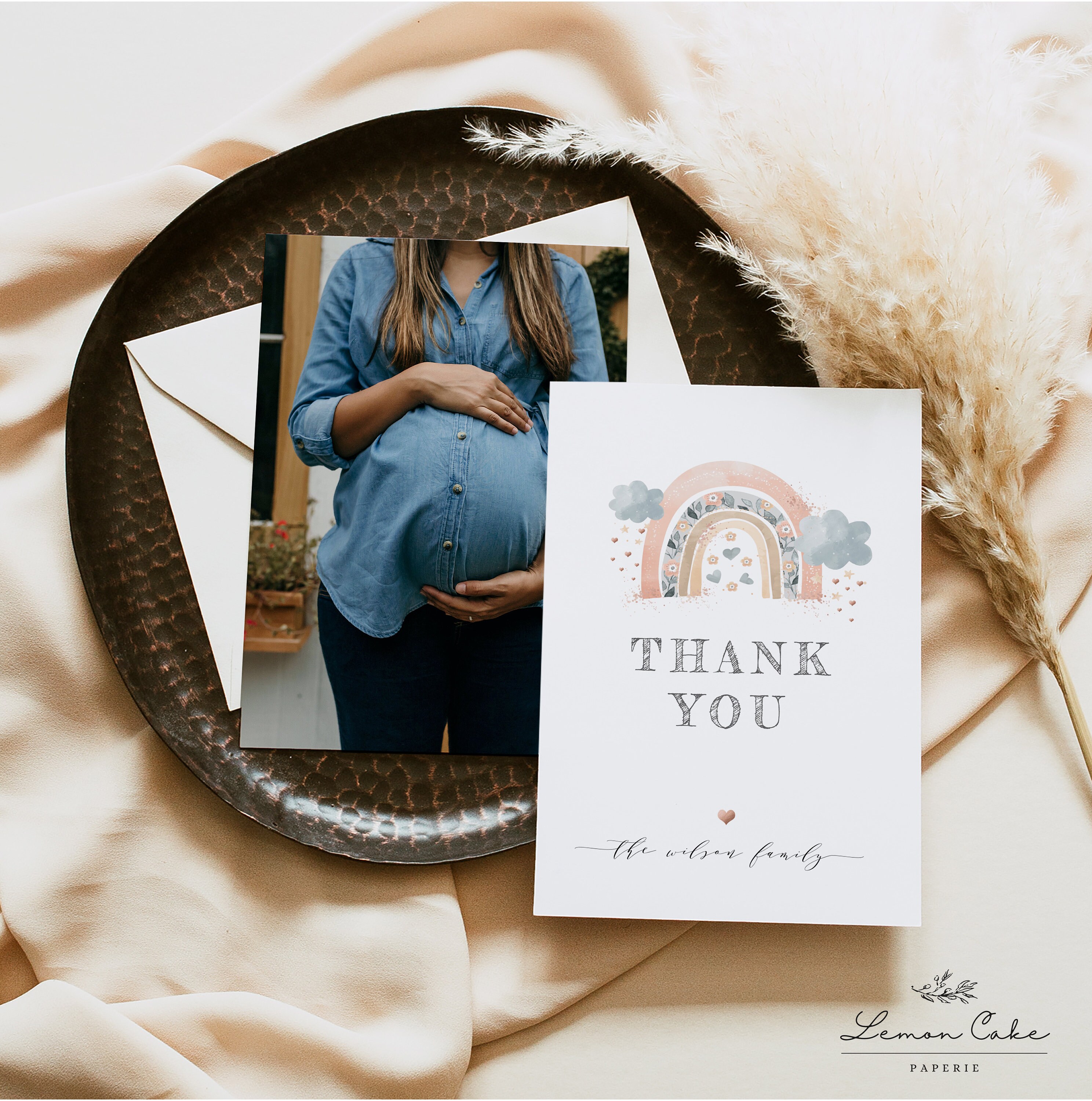 Boho Rainbow Thank You Card INSTANT DOWNLOAD Printable Baby | Etsy