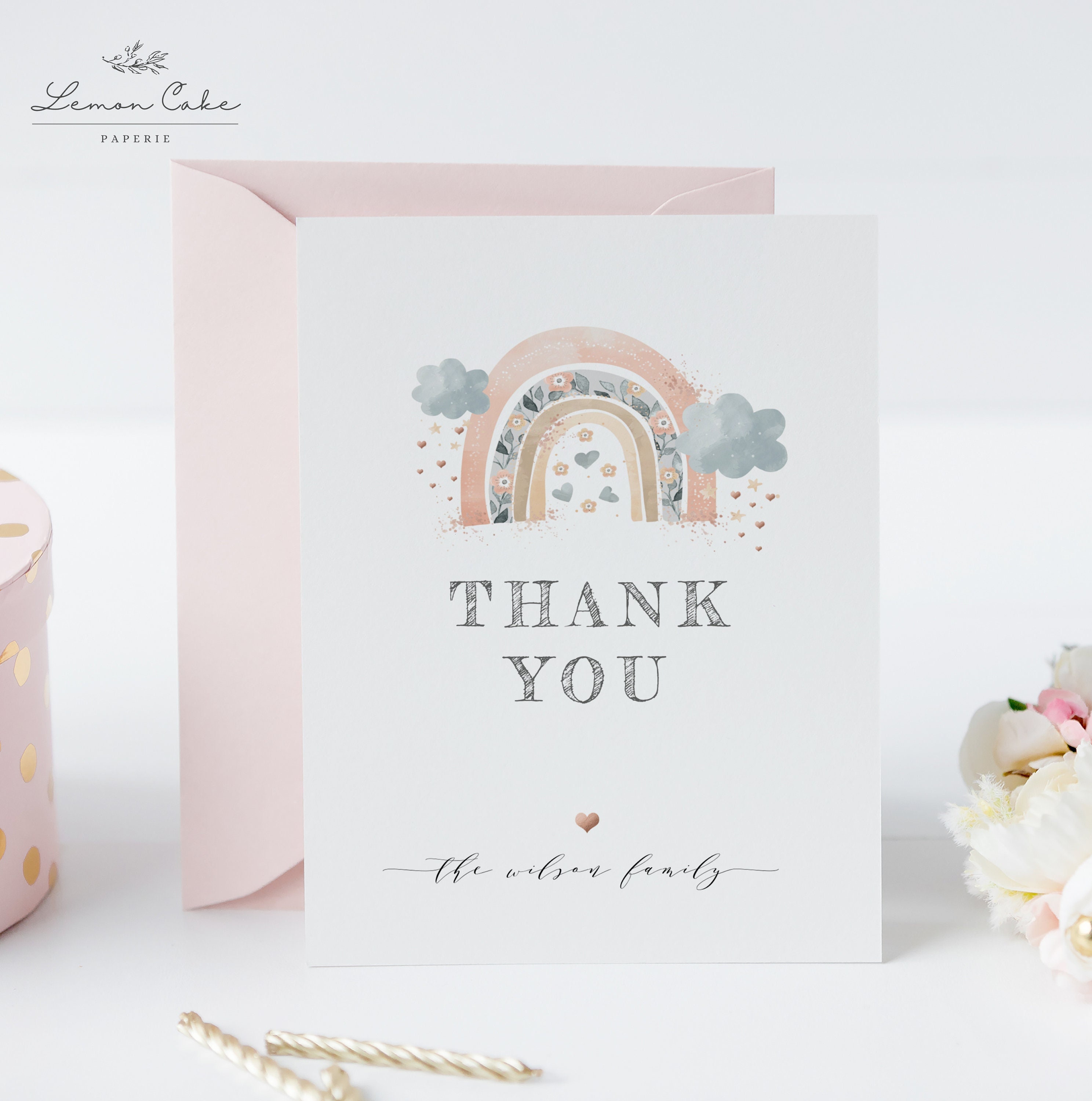 Boho Rainbow Thank You Card INSTANT DOWNLOAD Printable Baby | Etsy