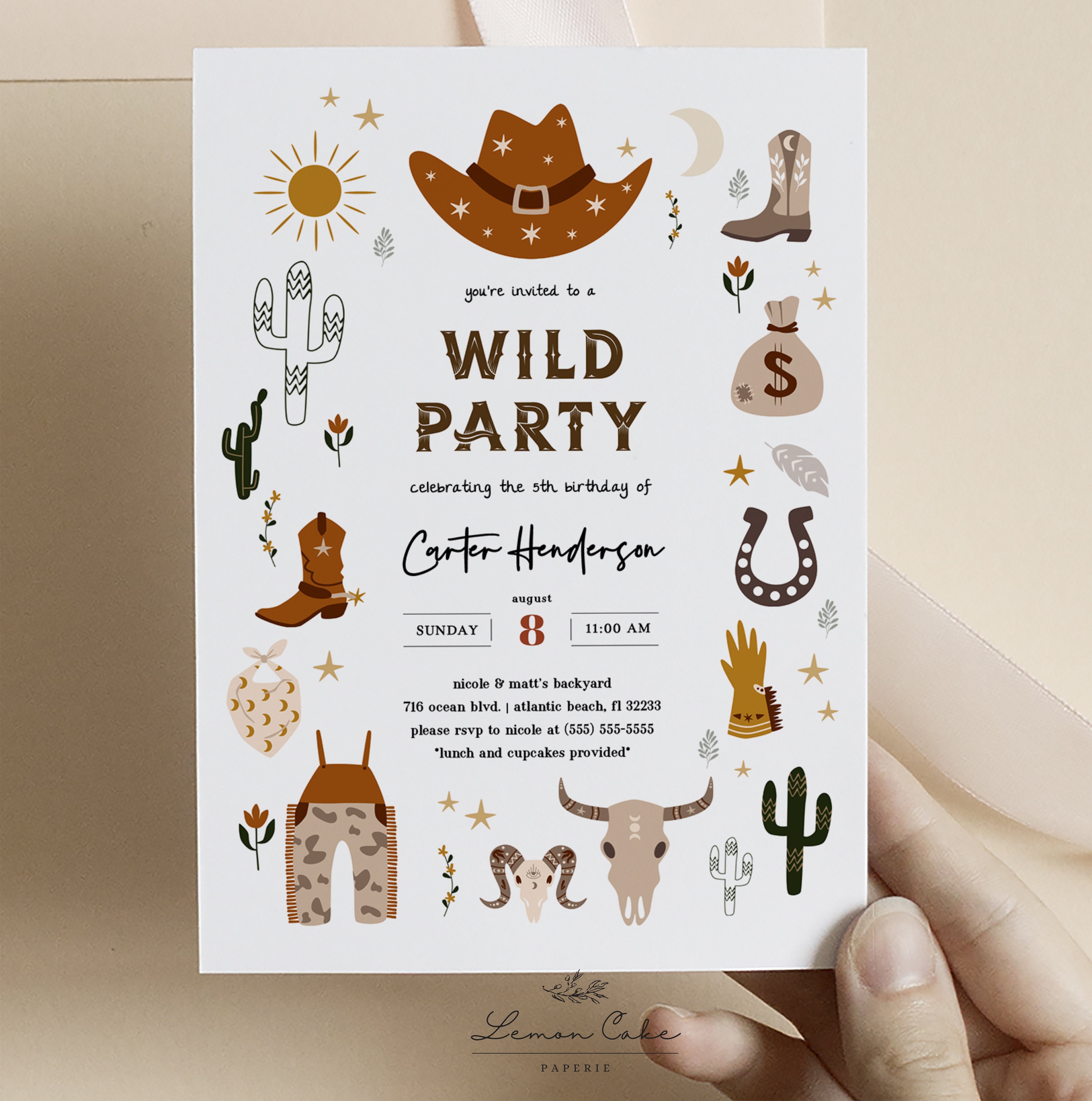 Wild West Birthday Invitation, Instant Download, Cowboybirthday Party ...