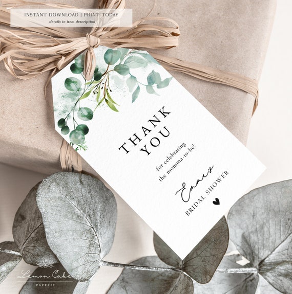 Greenery Favor Tags Instant Download Eucalyptus Rustic Gift | Etsy