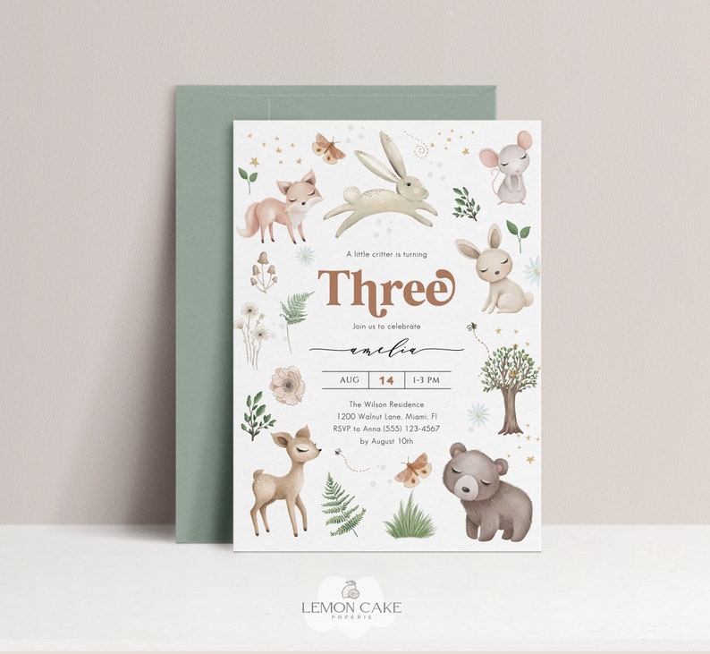 Forest Animal Birthday Party Invitation Printable Kids - Etsy