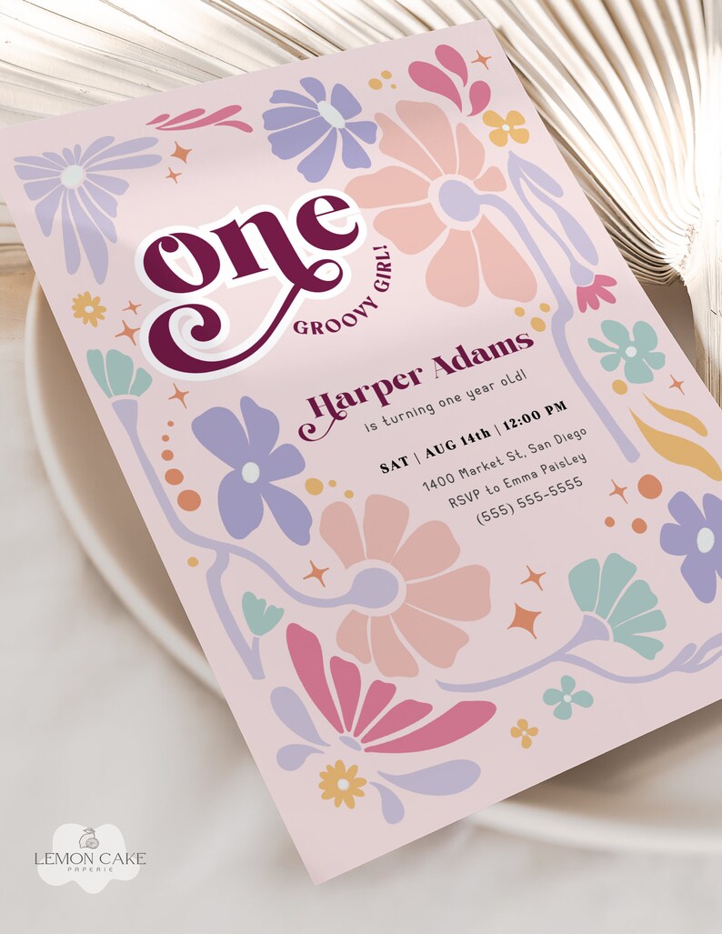 Retro First Birthday Invitation 100% Editable Text Retro - Etsy