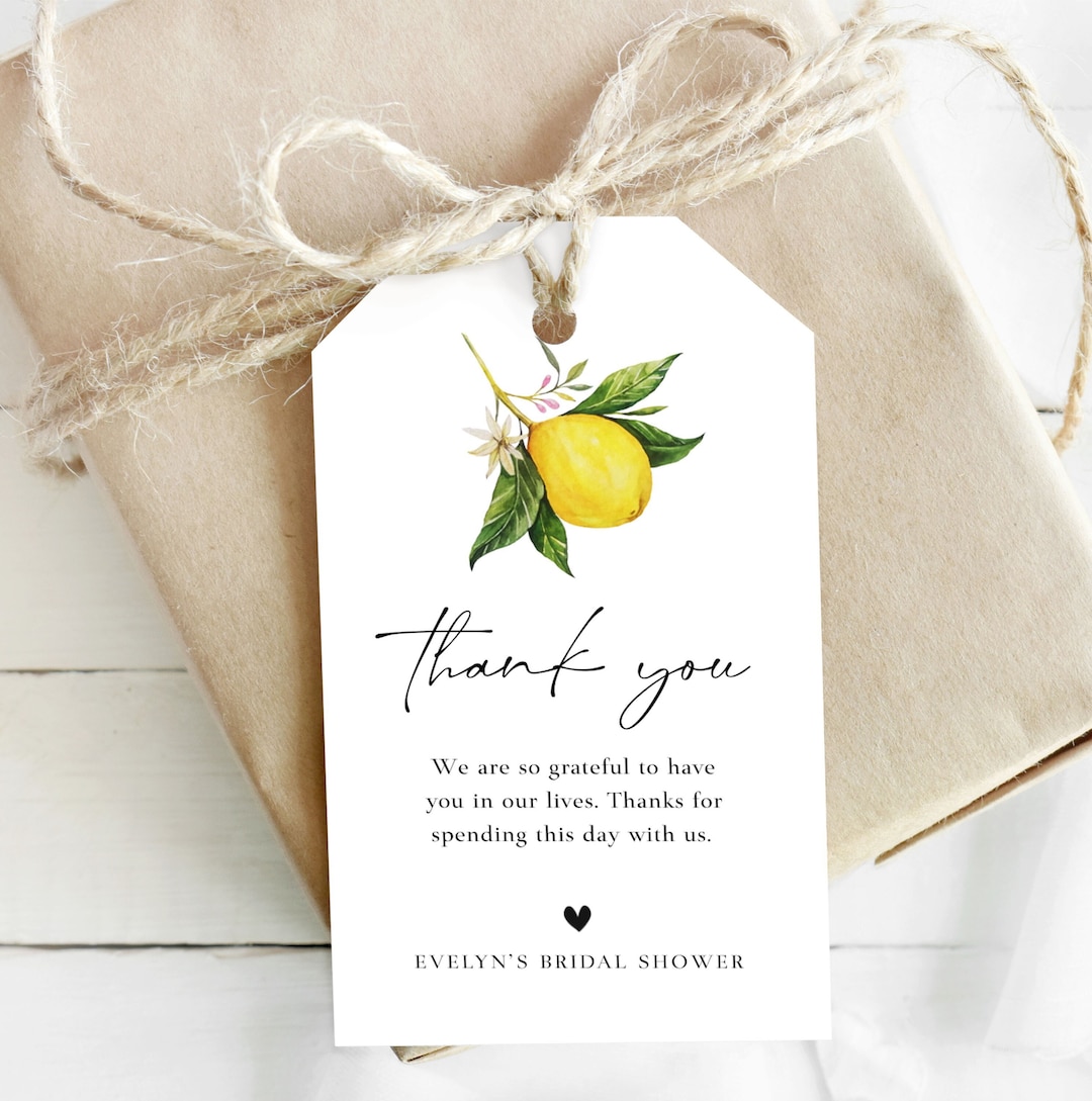 Lemon Gift Tag Template, Main Squeeze Bridal Shower Favor Tag, Instant ...