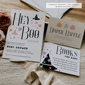 Hey Boo Halloween Baby Shower Invitation, 100% Editable Text, Cute ...