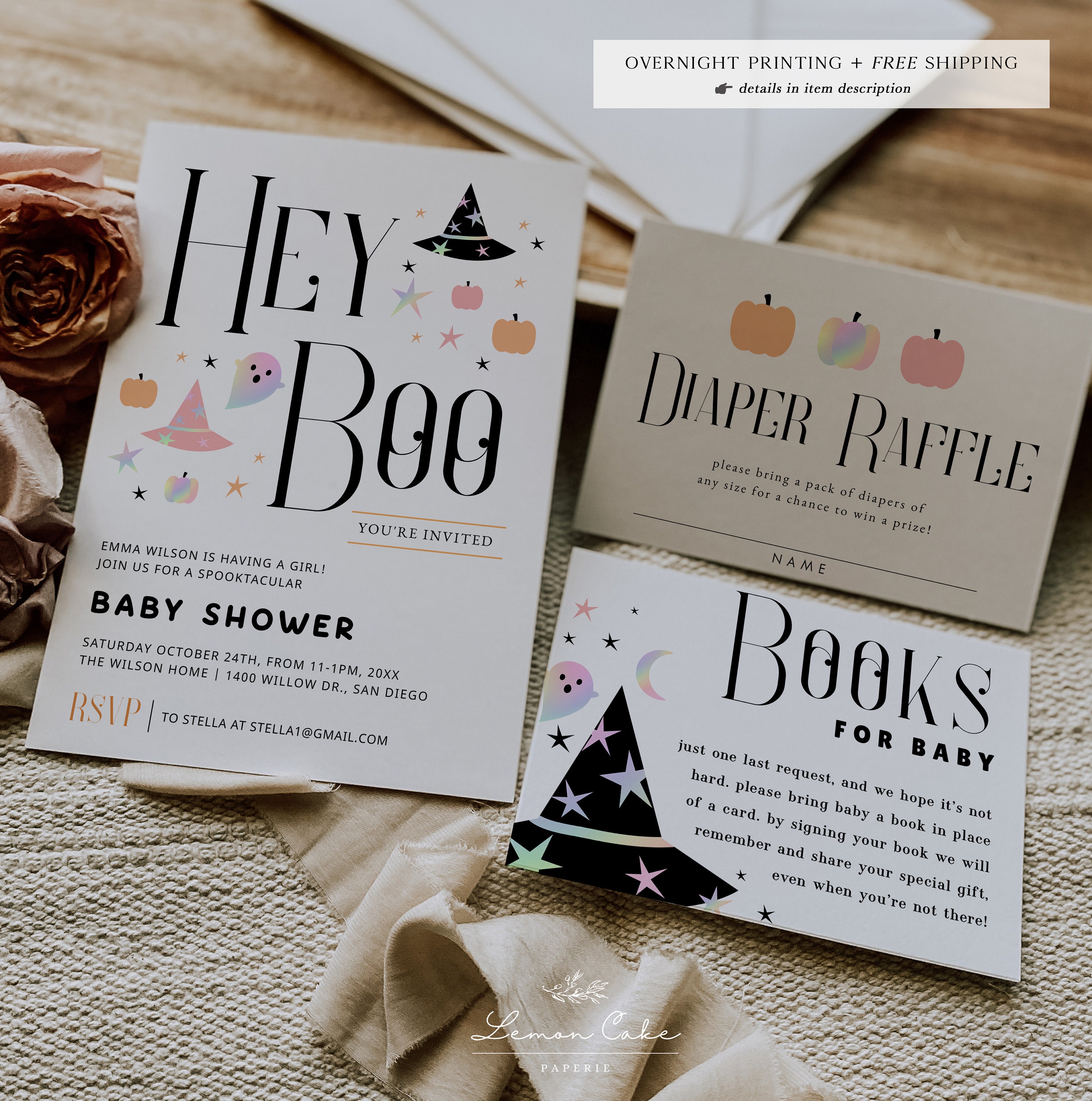 Hey Boo Halloween Baby Shower Invitation 100% Editable Text - Etsy
