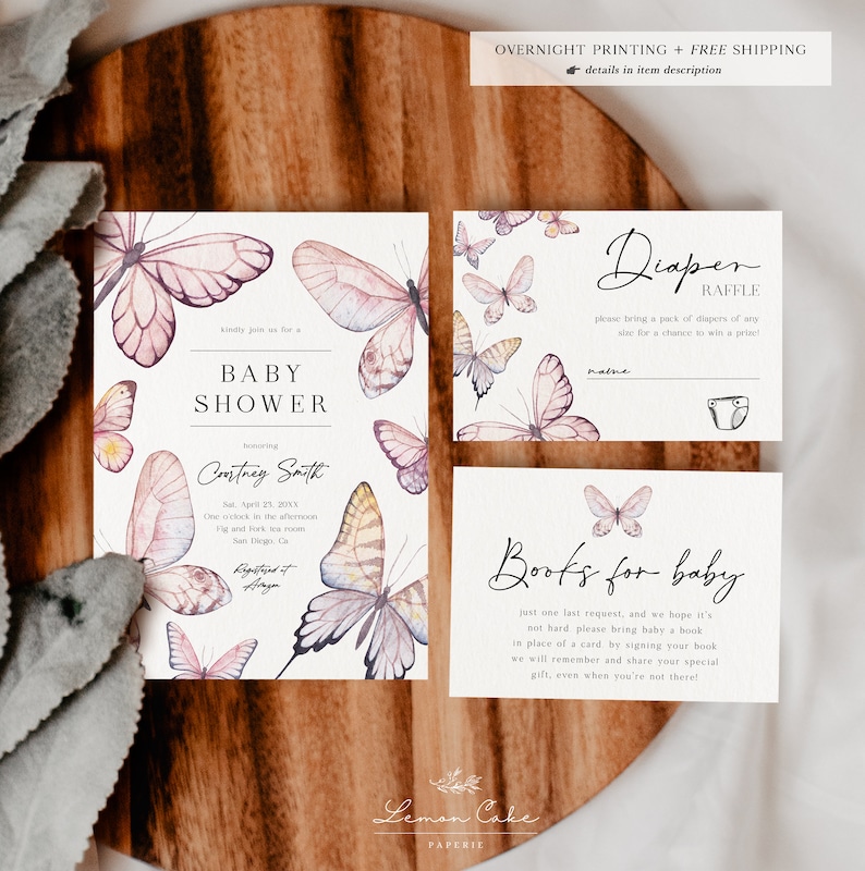 Butterfly Baby Shower Invitation Instant Download Spring - Etsy
