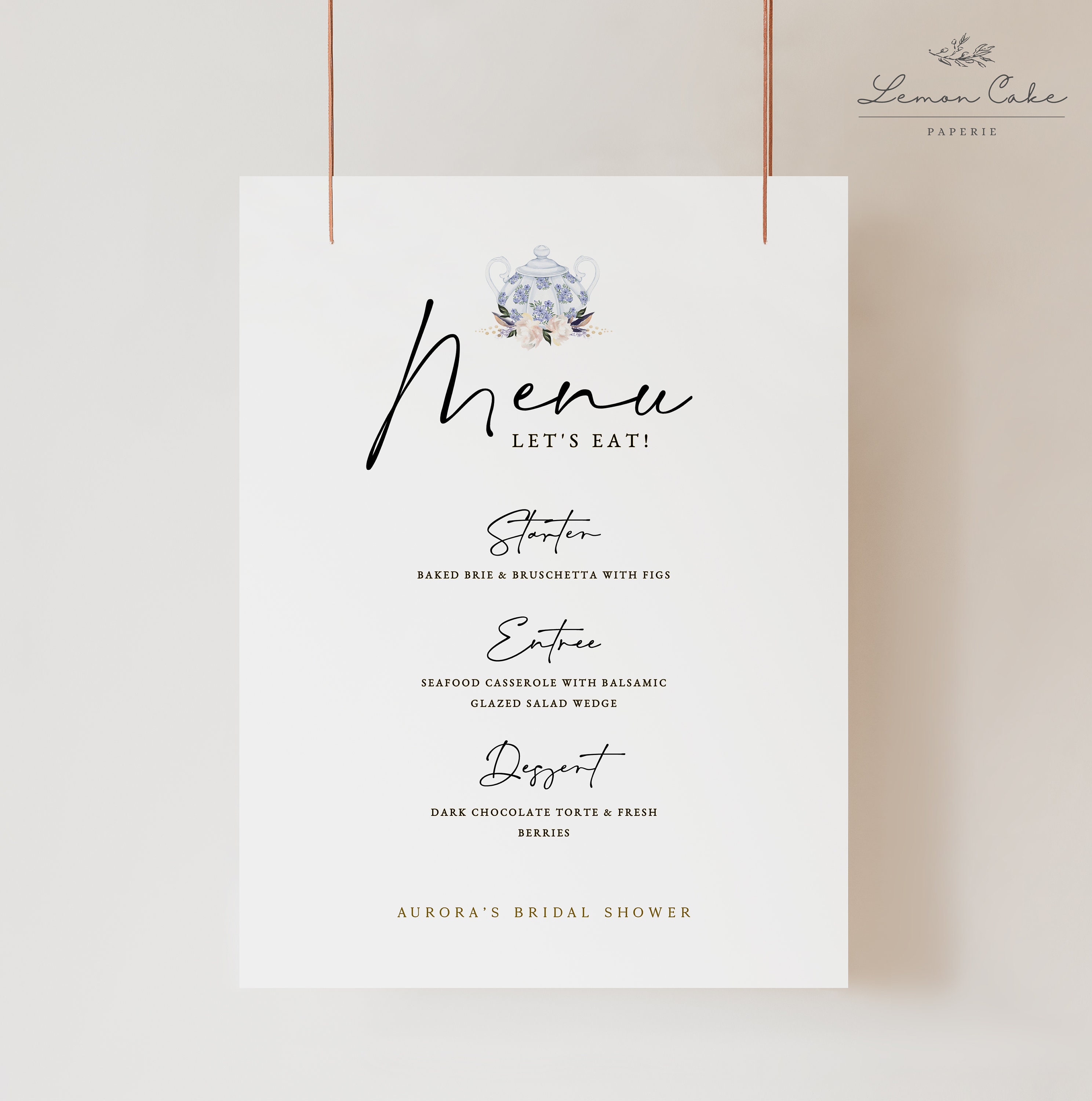 8x10 Tea Party Table Menu Table Top Menu Printable Tea Party - Etsy