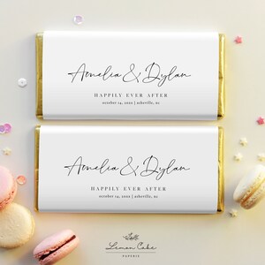 Editable Chocolate Bar Wrapper, Elegant Black and White Gift Favor ...