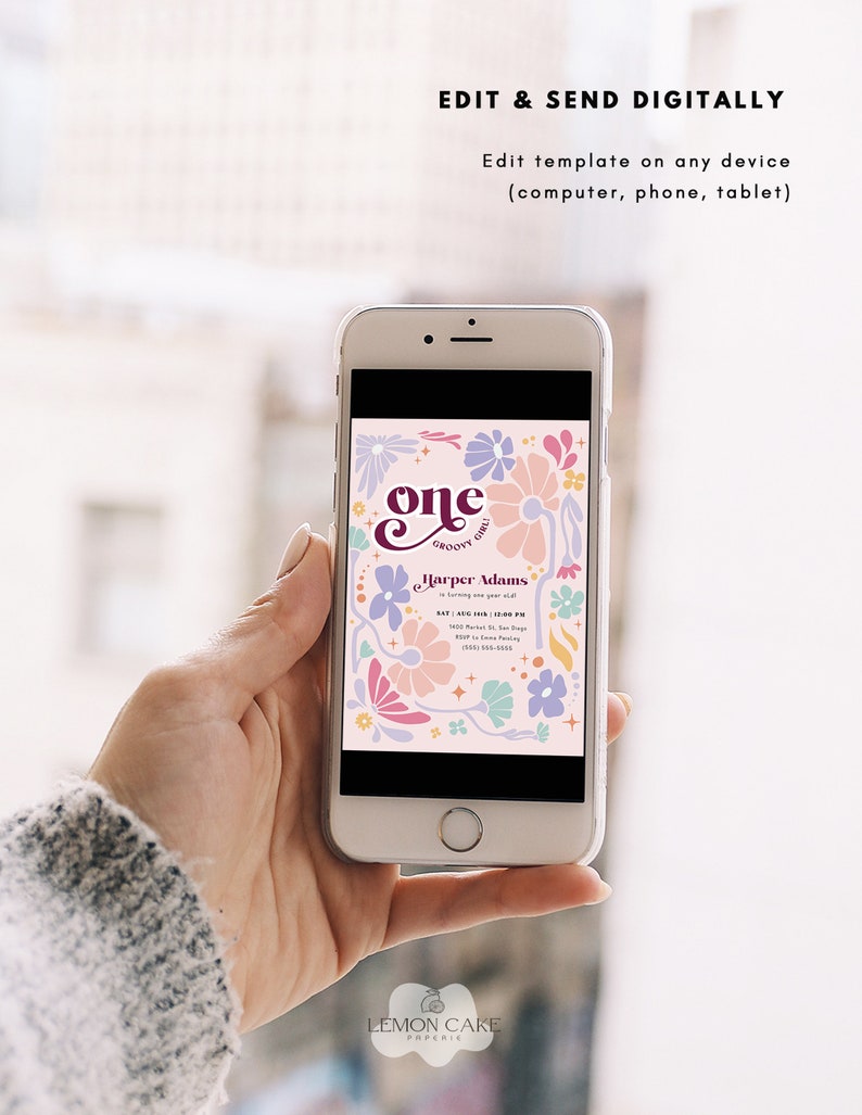 Retro First Birthday Invitation 100% Editable Text Retro - Etsy