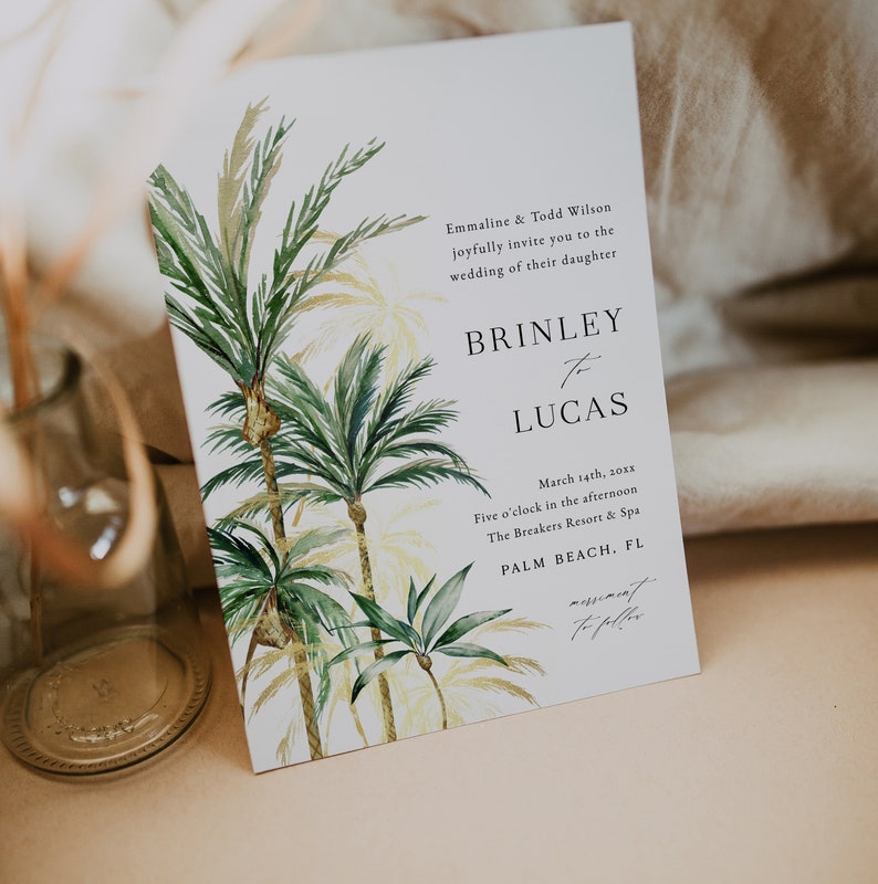 Beach Wedding Invitation Palm Tree Invitation Suite 100% - Etsy