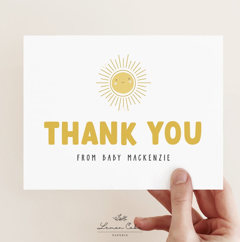 Sunshine Thank You Card Template Instant Download Editable - Etsy