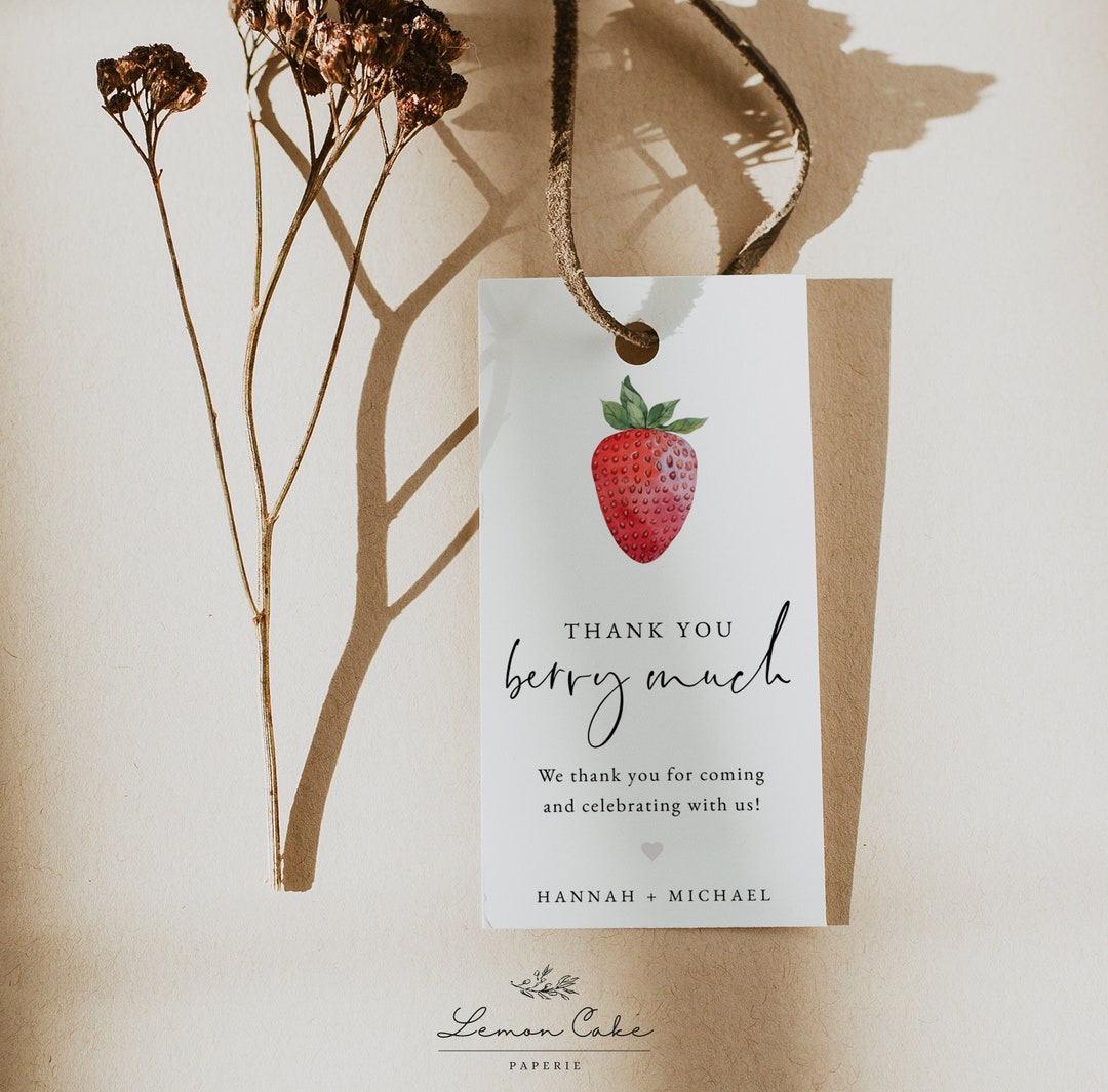 Thank You Berry Much Tag, Instant Download, Strawberry Tags Printable ...