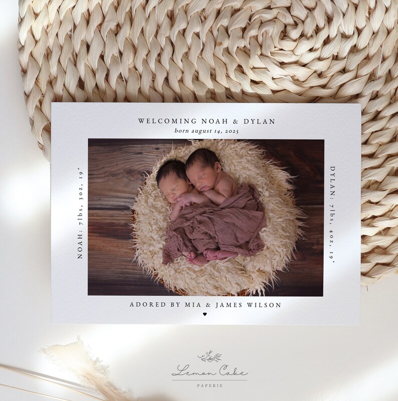 Twins Birth Announcement Card Instant Download Printable - Etsy Twins Birth Announcement Card Instant Download Printable - Etsy
