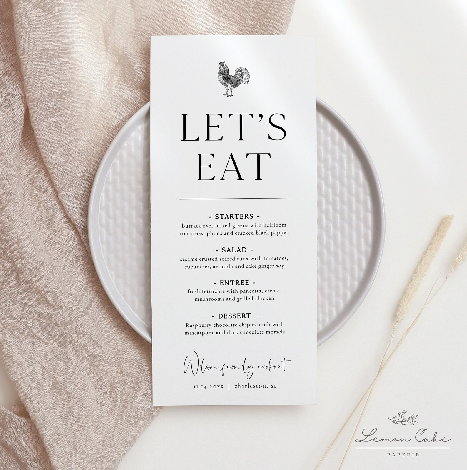 Rustic Wedding Menu Template Country Wedding Menu Card - Etsy