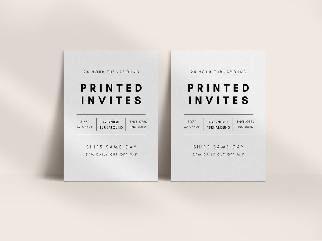 PRINTED INVITATIONS Printing Services 5x7 - Etsy