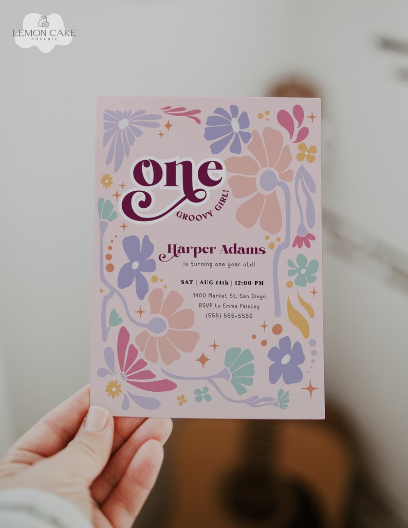 Retro First Birthday Invitation 100% Editable Text Retro - Etsy