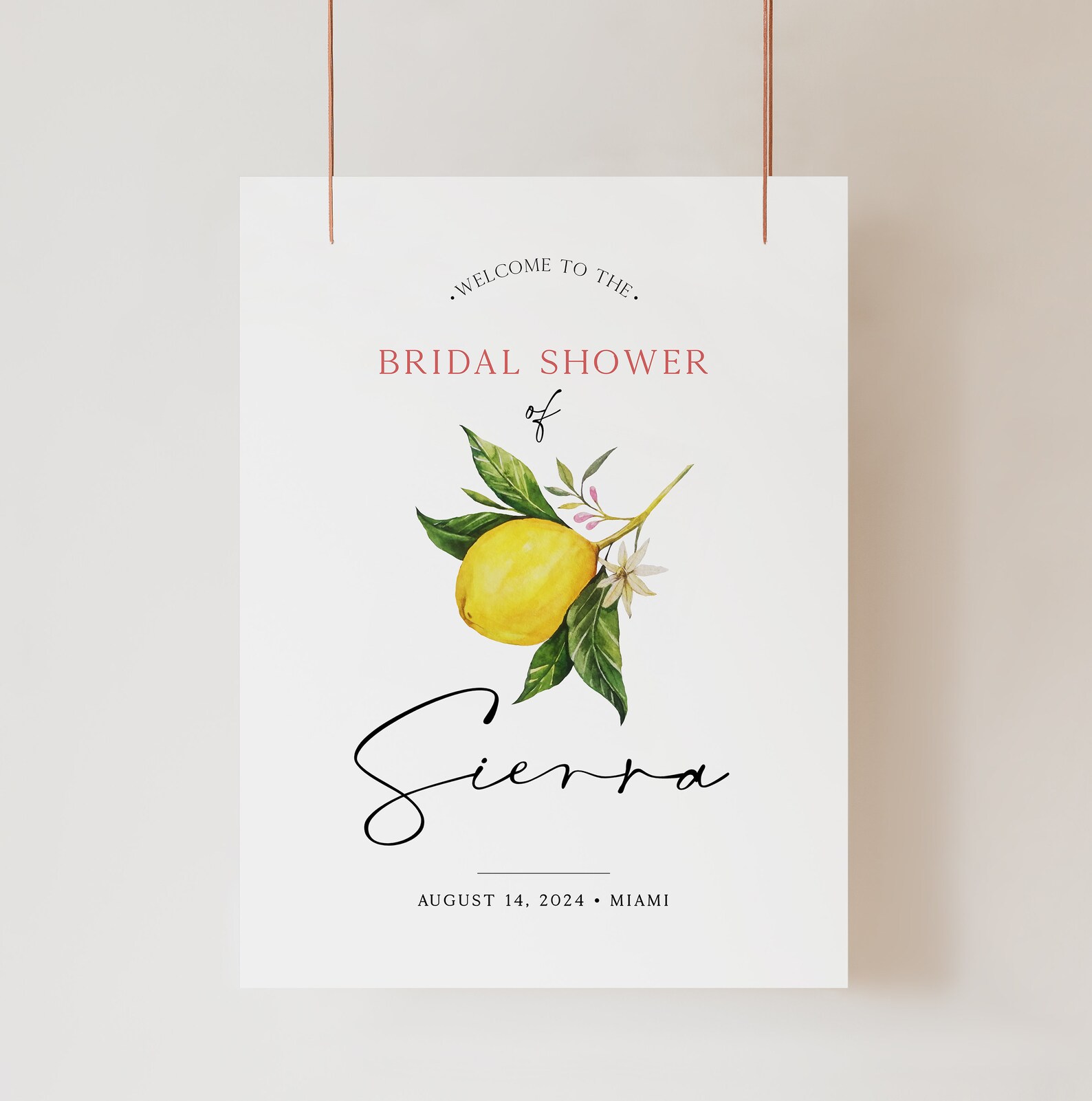 Lemon Welcome Sign Editable Bridal Shower Poster Sign Main - Etsy