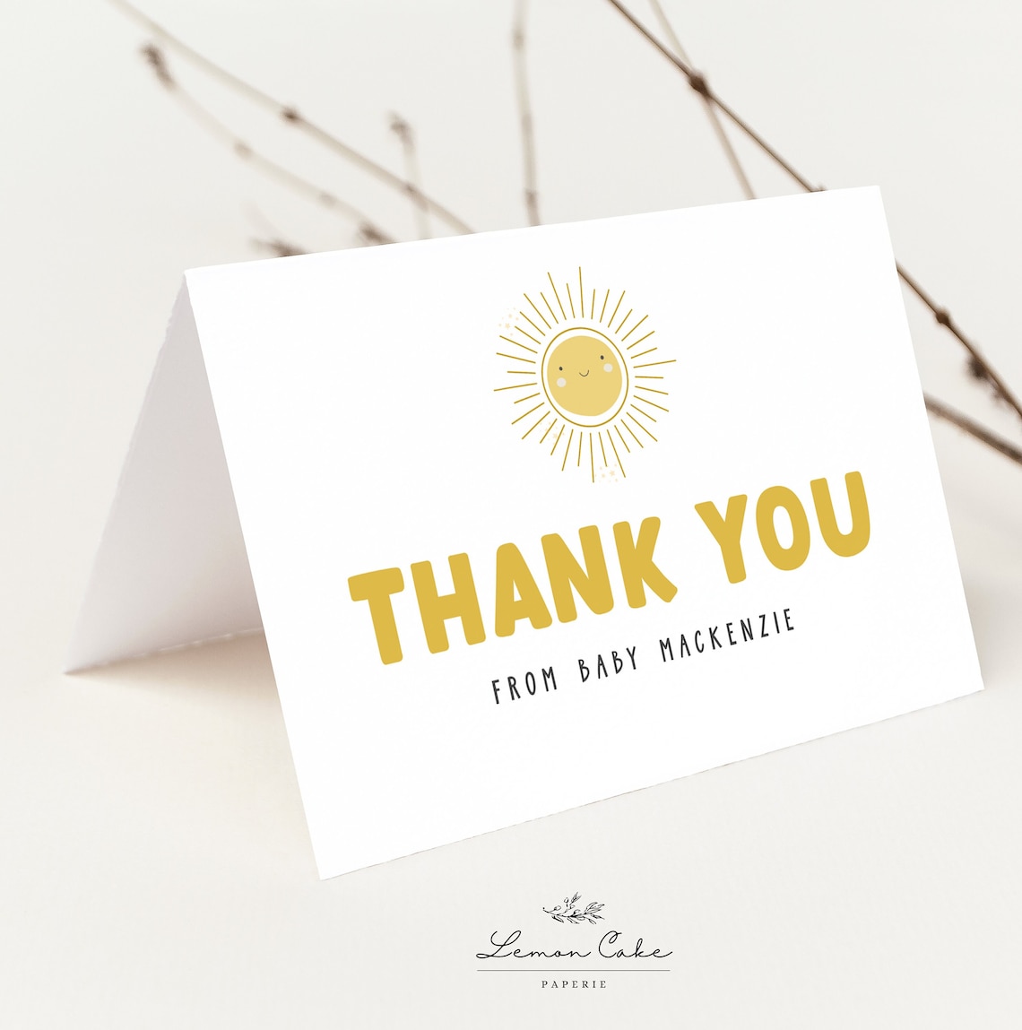 Sunshine Thank You Card Template Instant Download Editable - Etsy