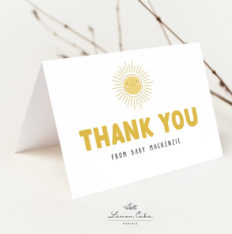 Sunshine Thank You Card Template Instant Download Editable - Etsy
