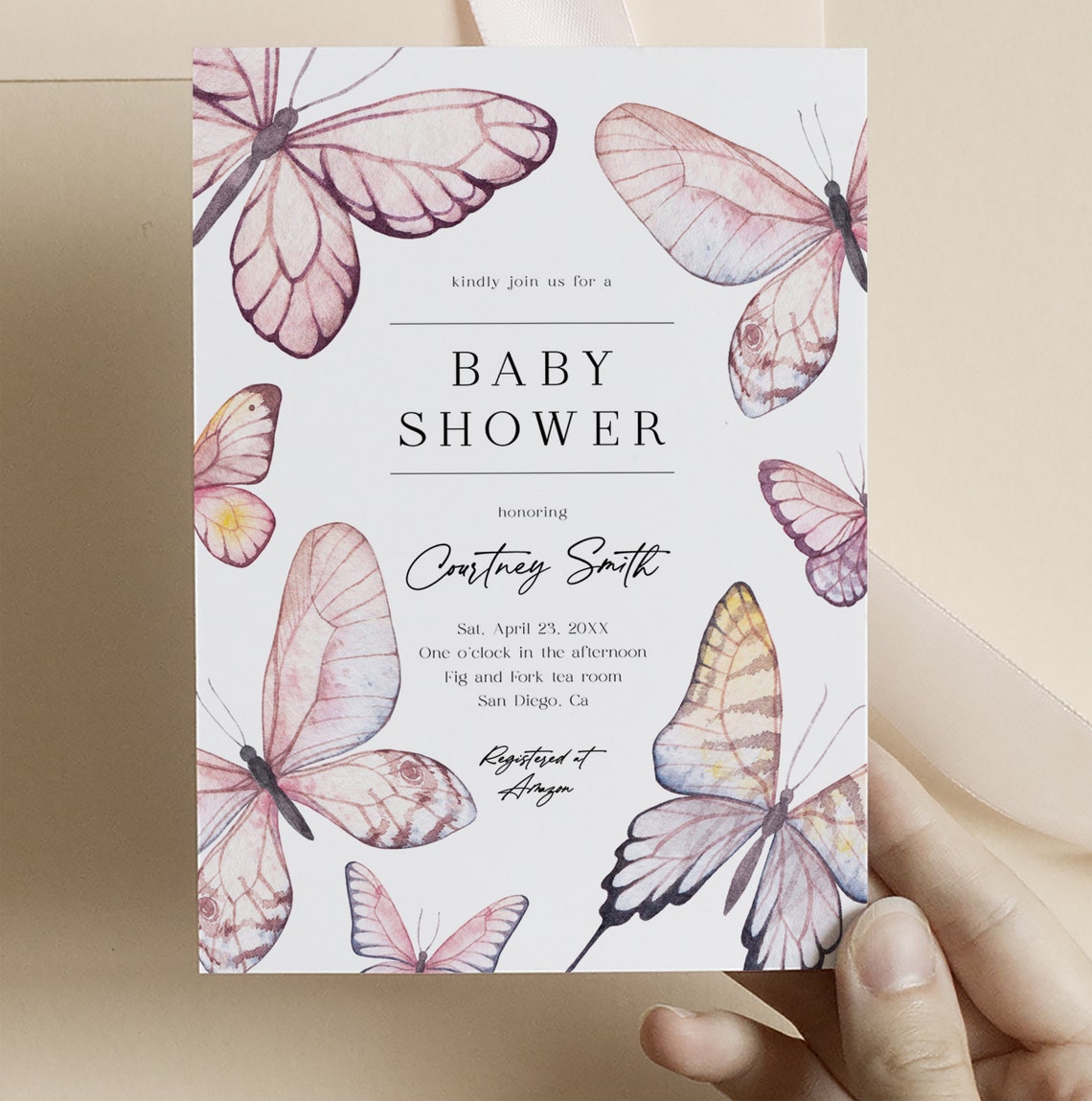 Butterfly Baby Shower Invitation Instant Download Spring - Etsy