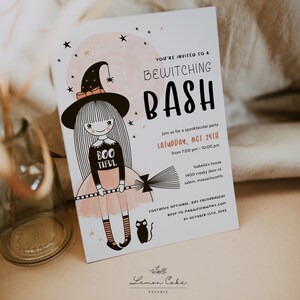 Halloween Party Invitation, Witch Halloween Party Invite Template, Kids ...