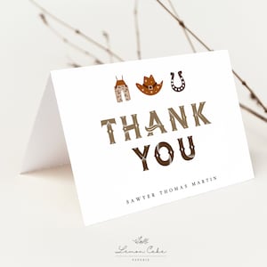 Cowboy Thank You Card, Baby Shower Thank You Card, Kid Thank You ...