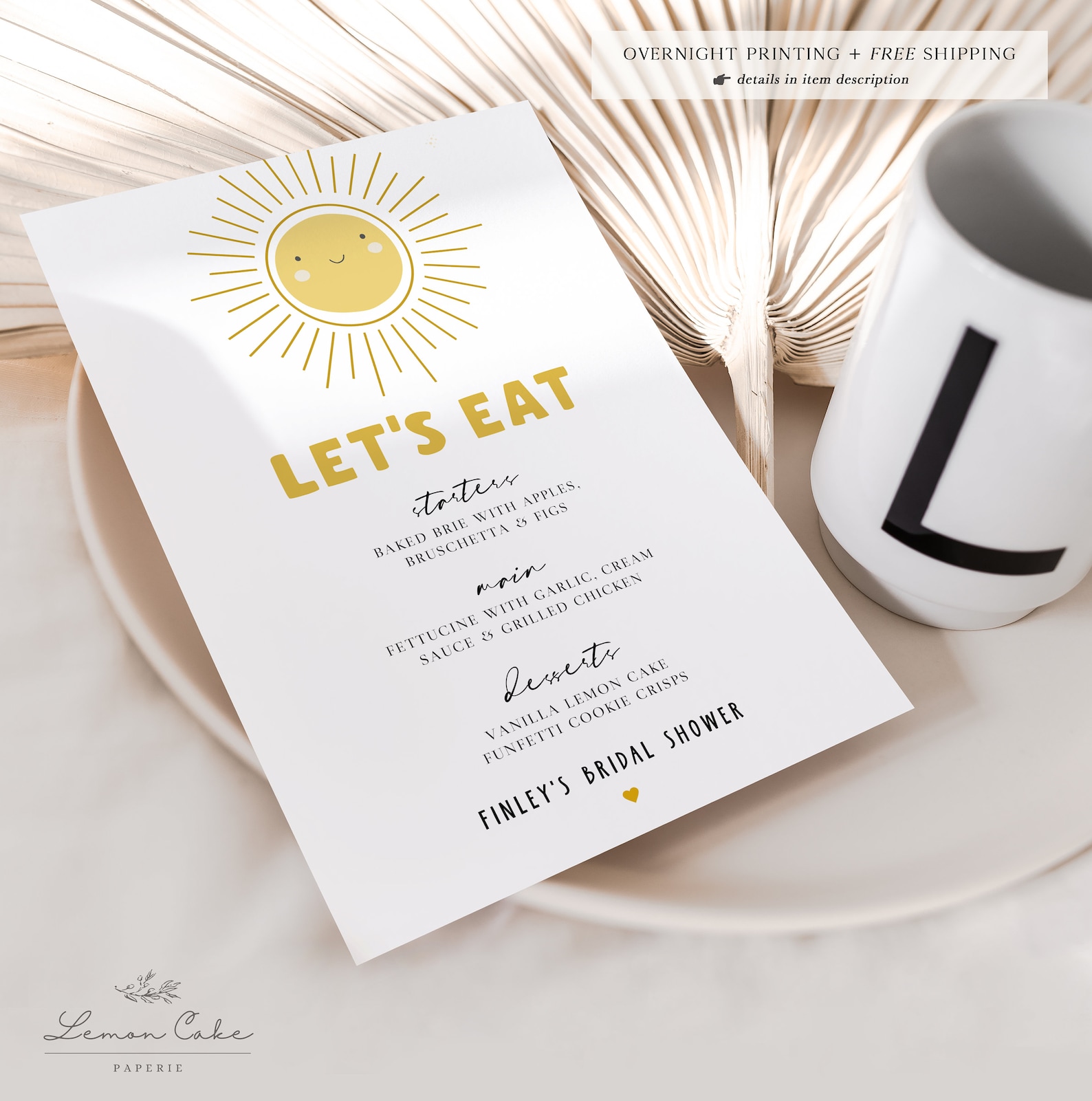 Printable Sunshine Menu Template Instant Download Baby - Etsy