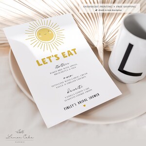 Printable Sunshine Menu Template, Instant Download, Baby Shower Little ...