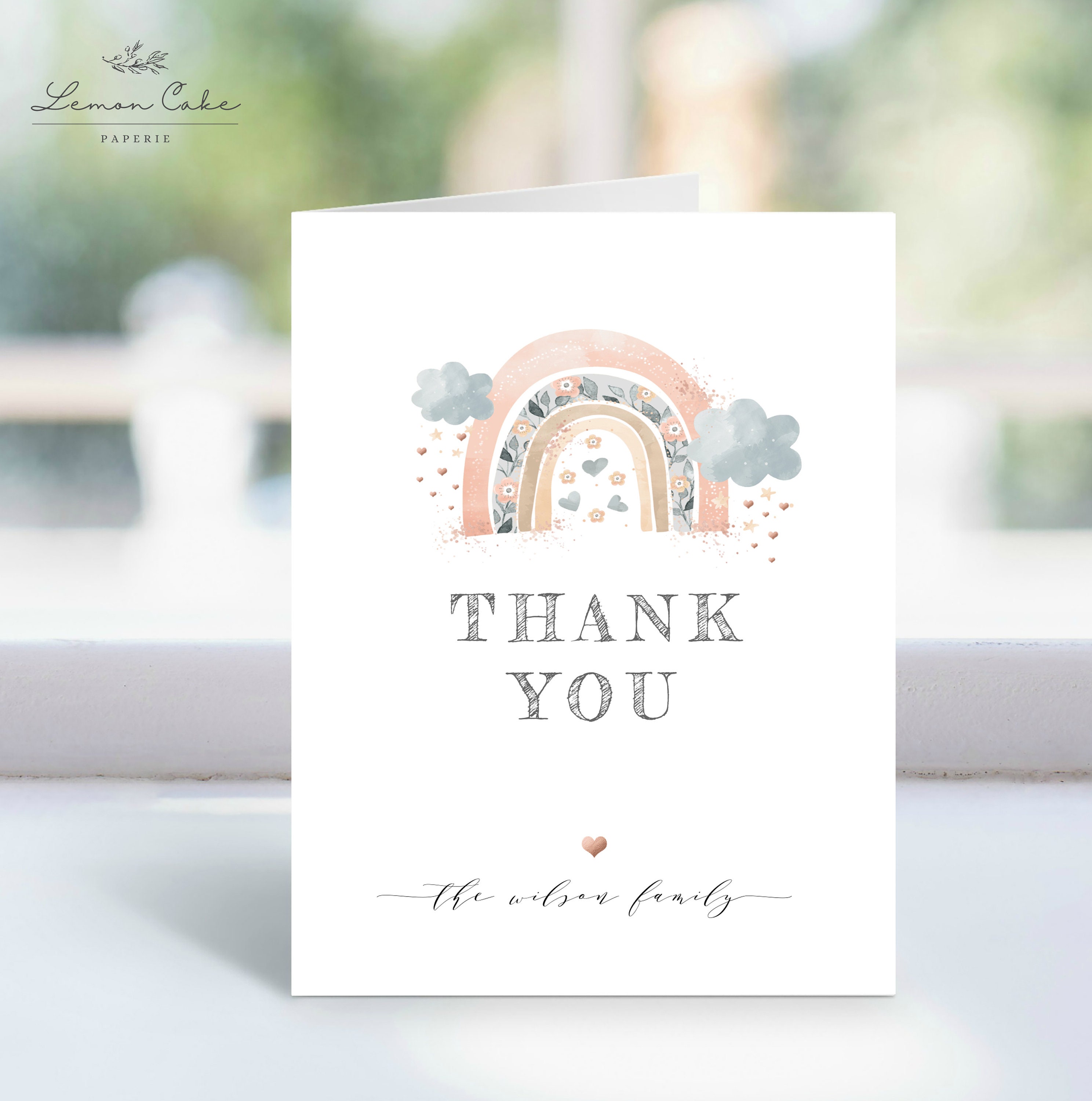 Boho Rainbow Thank You Card INSTANT DOWNLOAD Printable Baby | Etsy