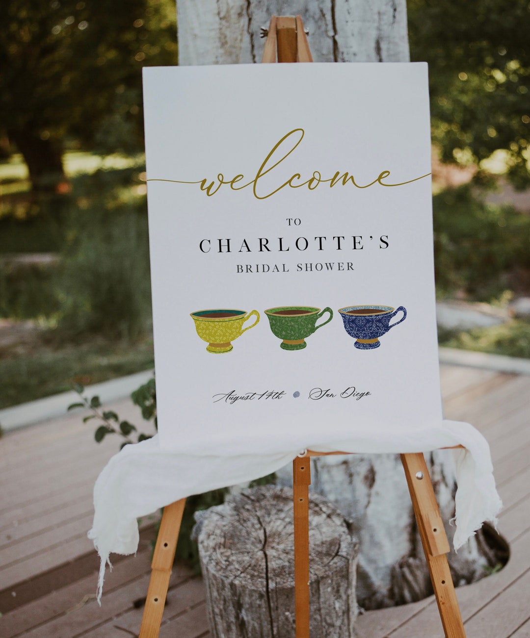 Tea Party Welcome Sign, Baby Shower Gender Neutral Large Poster Sign ...