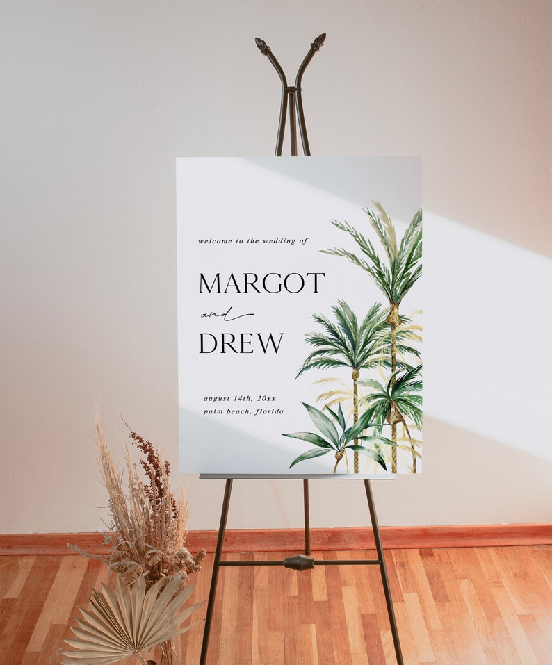 Palm Tree Welcome Sign Palm Tree Wedding Sign Beach Wedding - Etsy