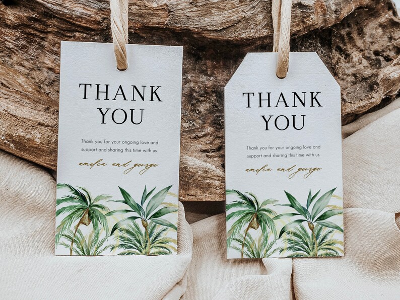 Palm Tree Favor Tag Template Beach Wedding Thank You Tag - Etsy