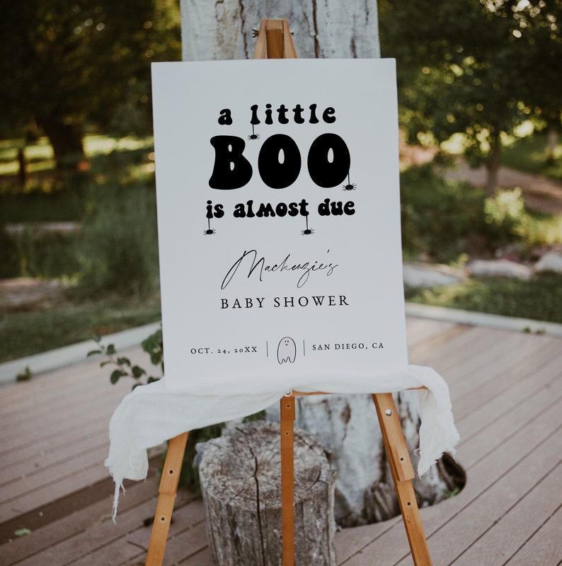 Little Boo Welcome Sign Template Cute Ghost Party Signage - Etsy