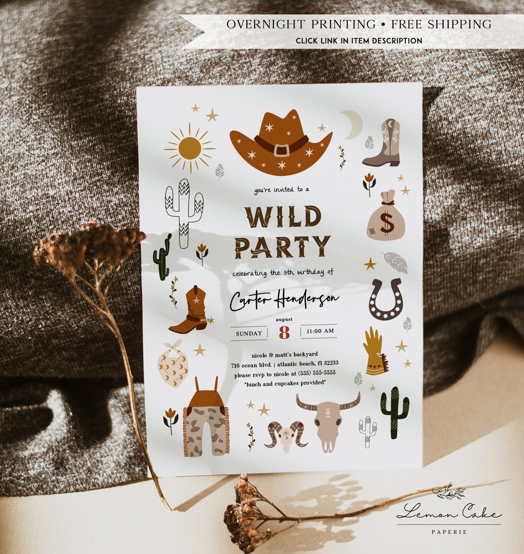 Wild West Birthday Invitation, Instant Download, Cowboybirthday Party ...