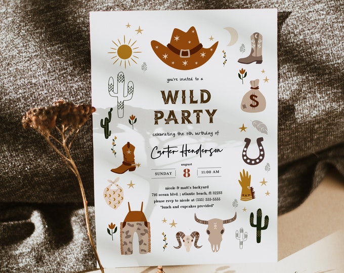 Wild West Birthday Invitation, Instant Download, Cowboybirthday Party ...