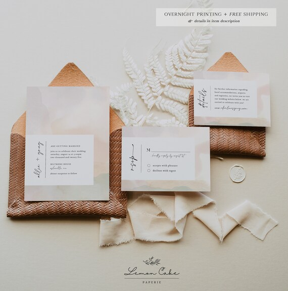 Earth Tone Wedding Invitation Instant Download Elegant - Etsy