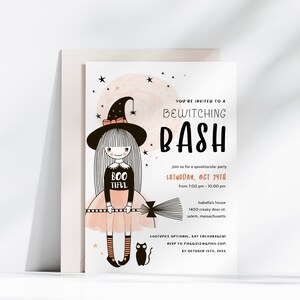 Halloween Party Invitation, Witch Halloween Party Invite Template, Kids ...