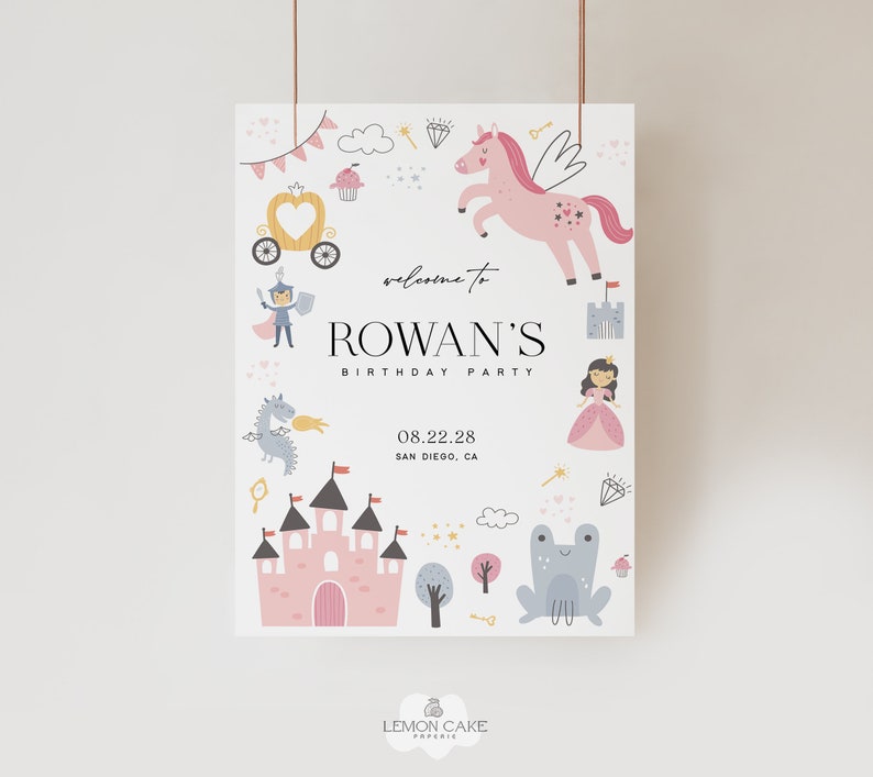 Princess and Knight Welcome Sign Editable Text Joint - Etsy